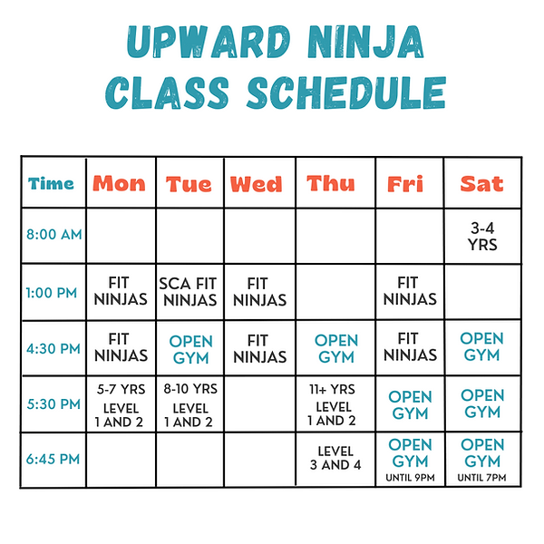 SCHEDULE | Upward Ninja